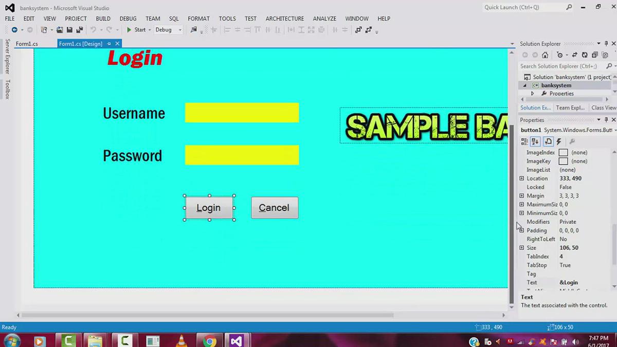 Banking Management System step by step part 2 login form