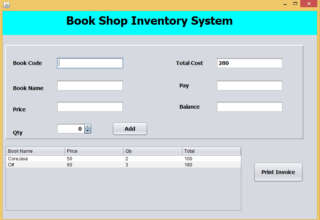 Book Shop Inventory Management System with Print Recipt | Java Projects