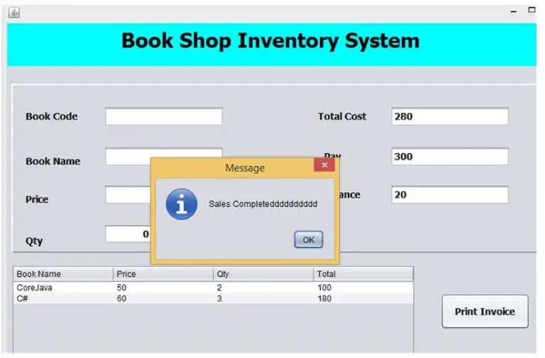 Book Shop Inventory System in Java - Tutusfunny