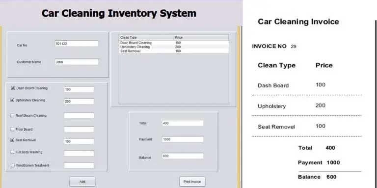 Car Cleaning Inventory System in Java - Tutusfunny