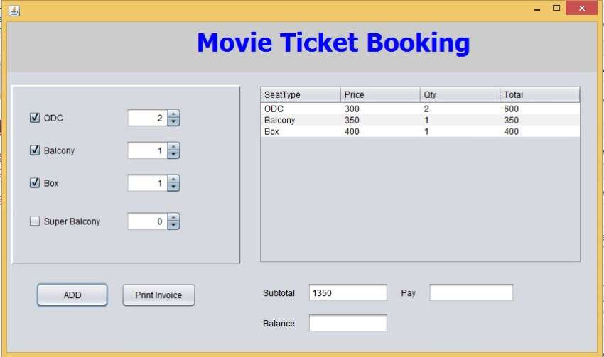 Movie Ticket Booking System in Java mysql - Tutusfunny