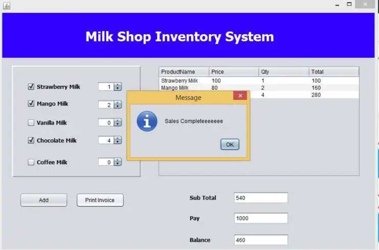 Milk shop Inventory Java Print Receipt - Tutusfunny