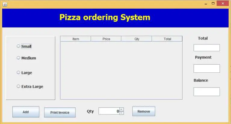 Pizza Ordering System in Java with Print Receipt - Tutusfunny