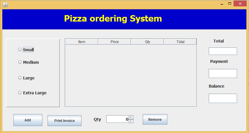 Pizza Ordering System in Java with Print Receipt - Tutusfunny