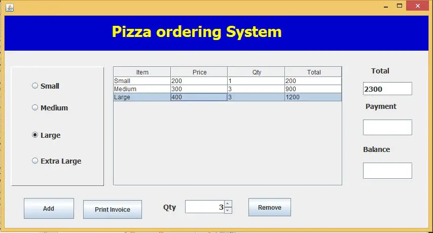 Pizza Ordering System in Java with Print Receipt - Tutusfunny