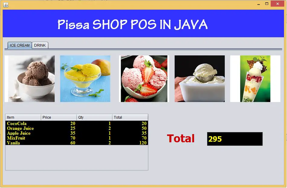 Icecream Shop Pos System using Java - Tutusfunny