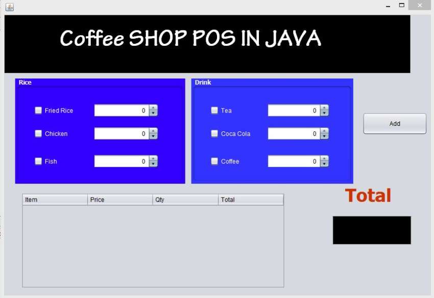 Coffee Shop Pos System using Java | Tutusfunny
