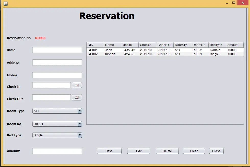 Hotel Management System using Java - Tutusfunny