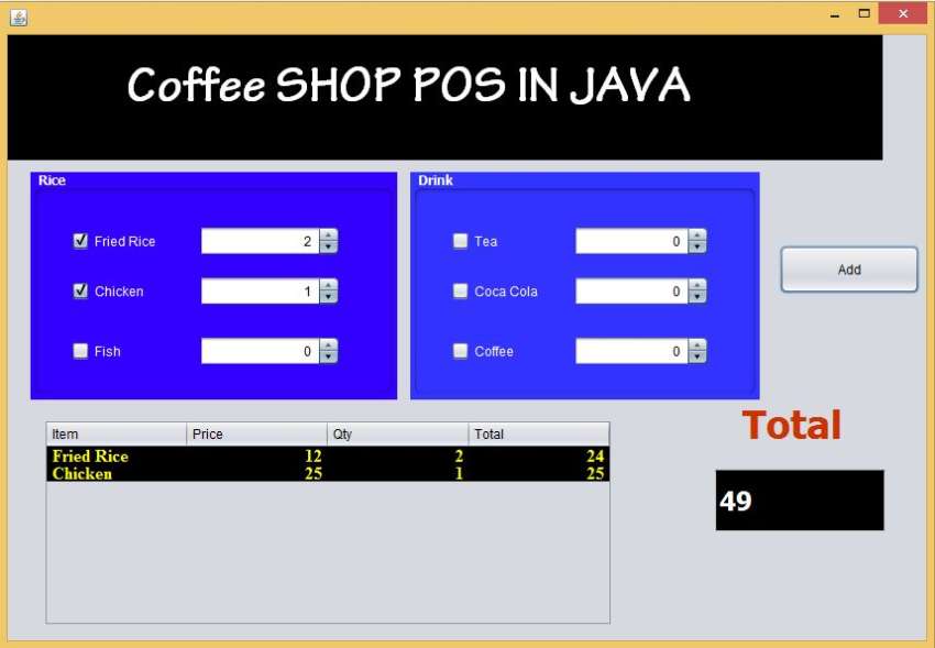 Coffee Shop Pos System using Java | Tutusfunny