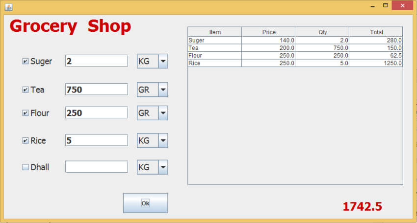 Grocery Shop Inventory Using Java - Tutusfunny