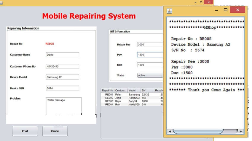 Mobile Reparing Management System using Java - Tutusfunny