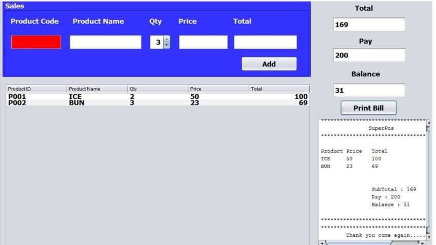 Simple Pos With Bill Print Using Java And Mysql Tutusfunny