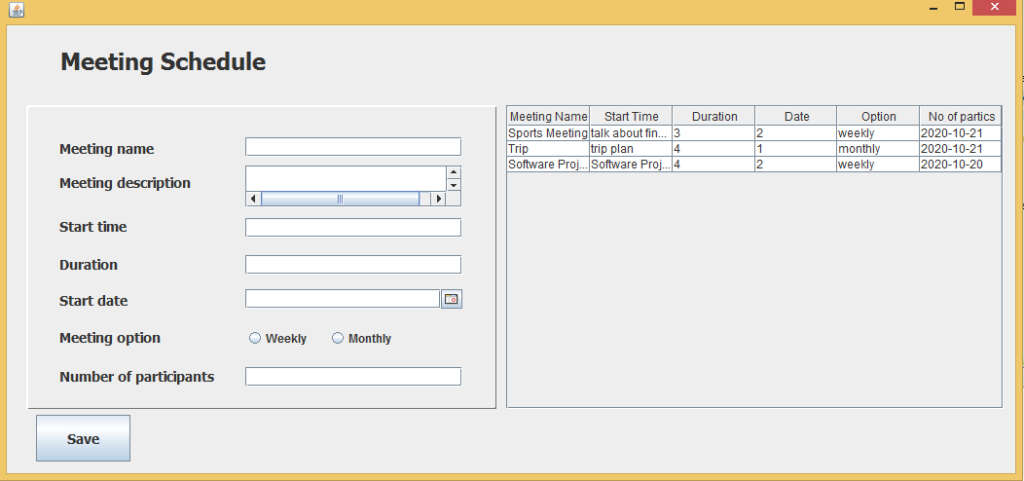 Meeting schedule system Project Java and Mysql - Tutusfunny
