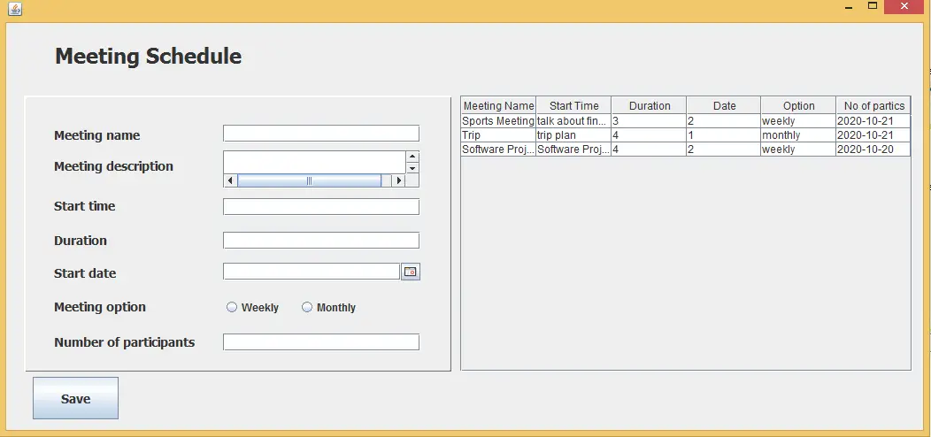 Meeting schedule system Project Java and Mysql - Tutusfunny