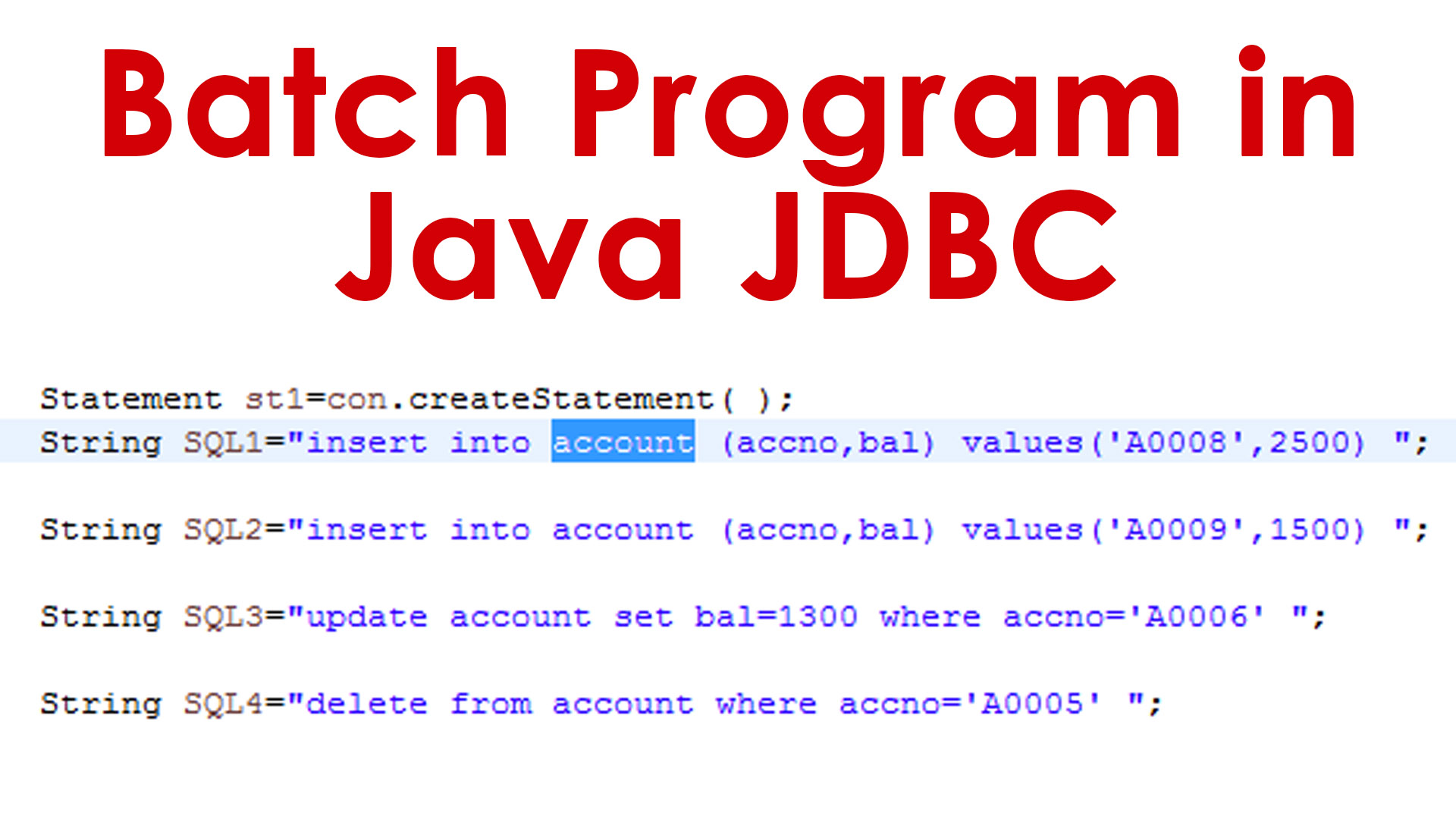 Batch Program In Java Jdbc Tutusfunny