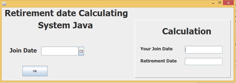Retirement date Calculating System Java - Tutusfunny