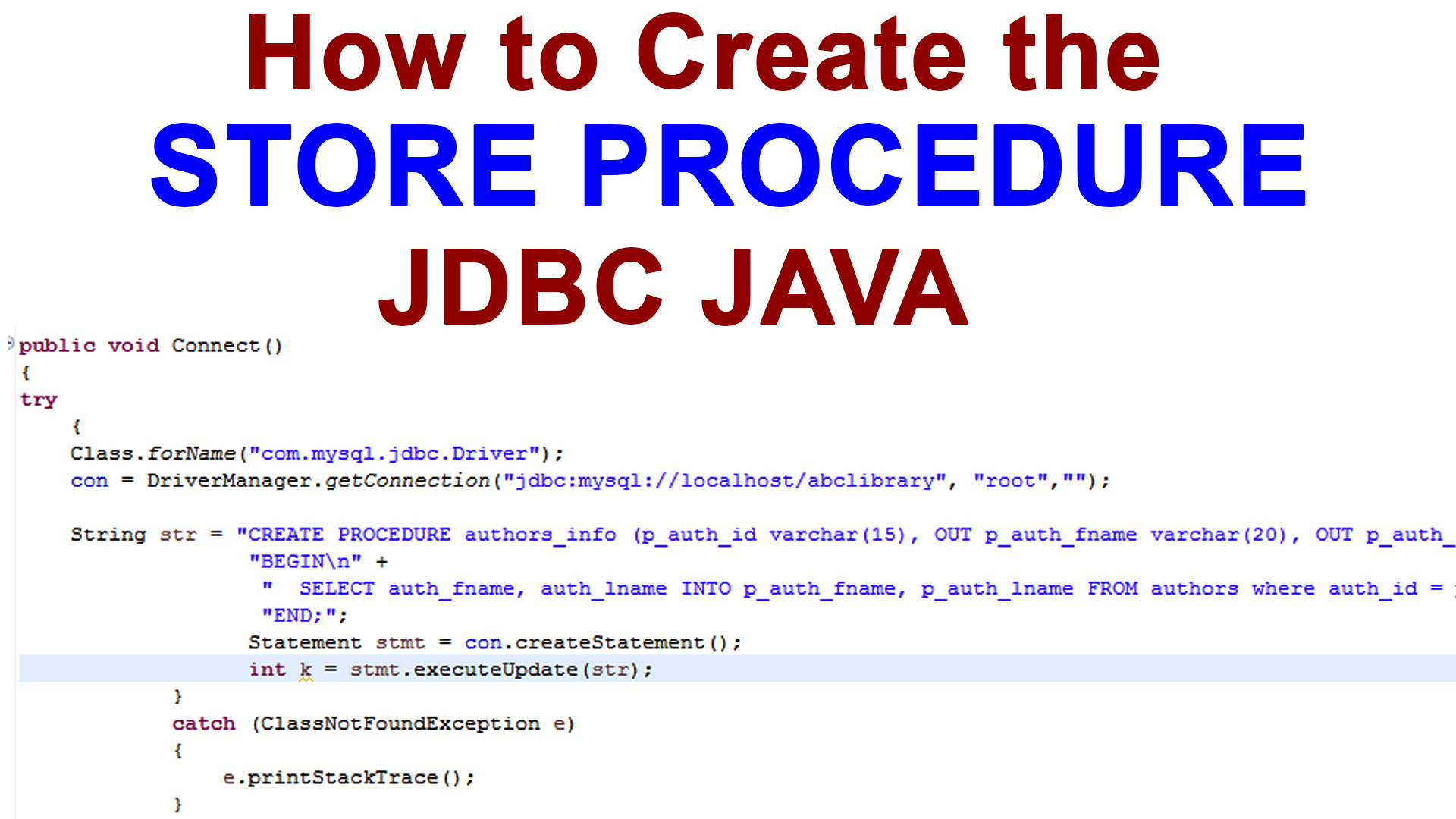 How To Create A Stored Procedure In Jdbc Java Tutusfunny