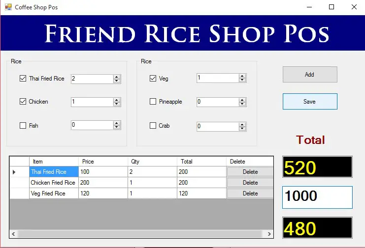 Fried Rice Shop Inventory using C#.NET sqlserver - Tutusfunny
