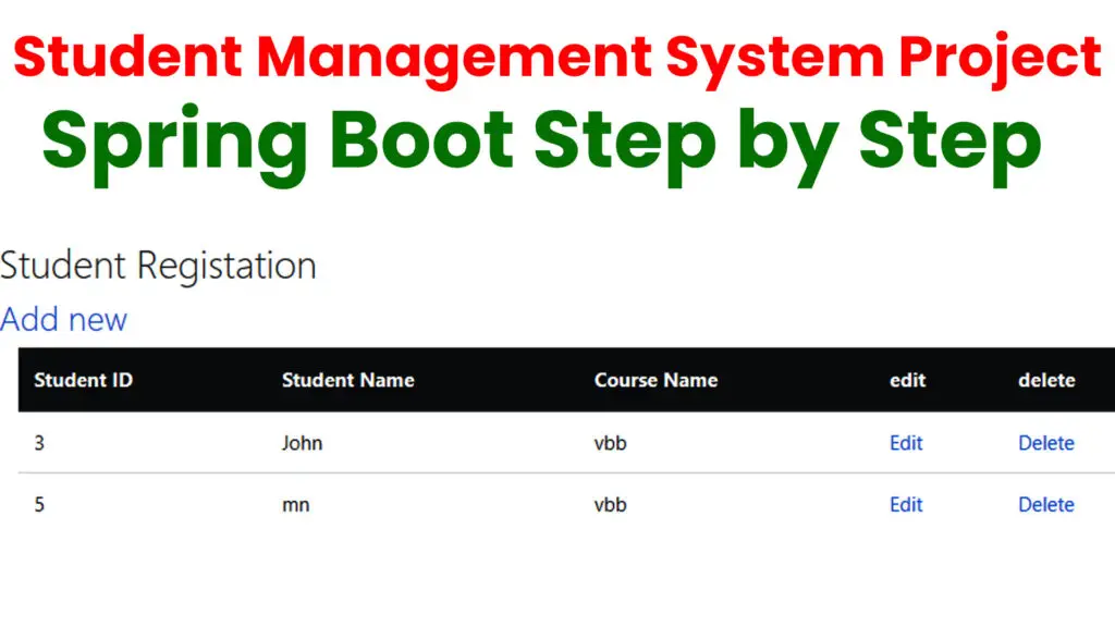 Student Management Project in Spring Boot Mysql - Tutusfunny