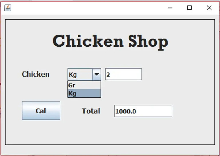 Chicken Shop Inventory Management using Java - Tutusfunny