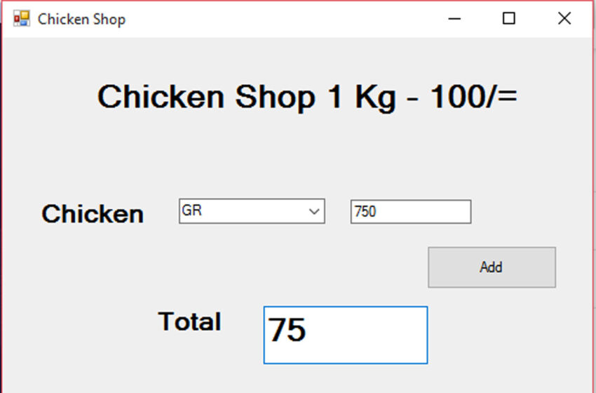Chicken Shop Inventory Management using C#.net - Tutusfunny