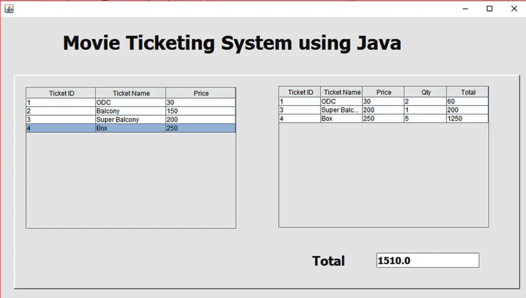 Movie Ticketing System using Java - Tutusfunny