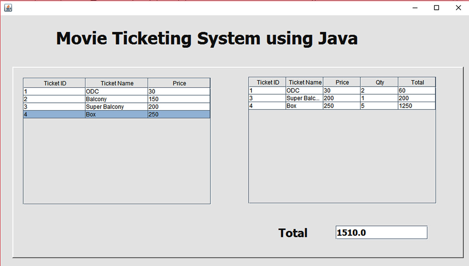 Movie Ticketing System using Java - Tutusfunny