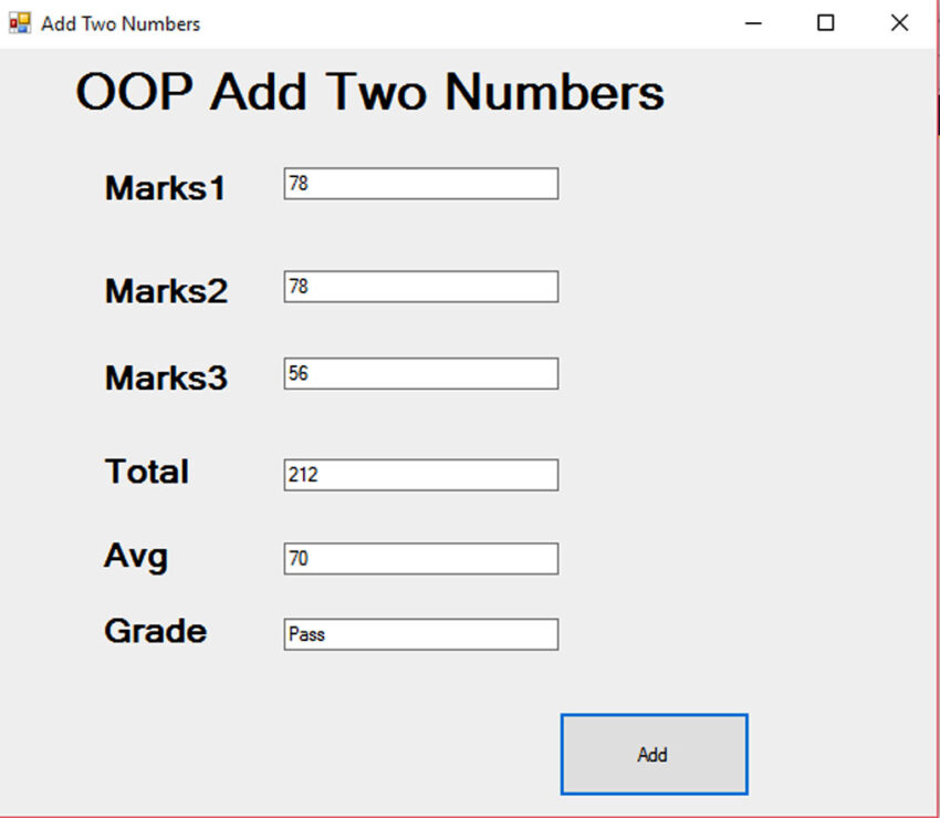 C OOPS Student Marks Calculation System Tutusfunny