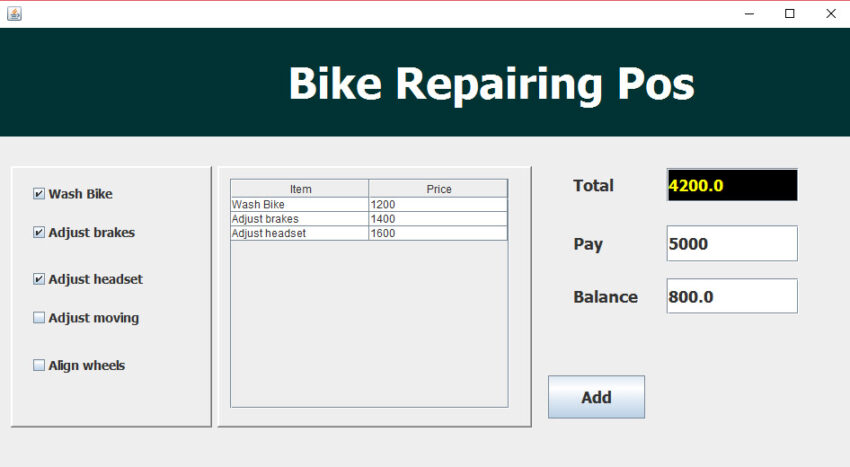 Bike Repair POS System using Java - Tutusfunny