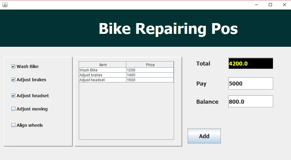 Bike Repair POS System using Java - Tutusfunny