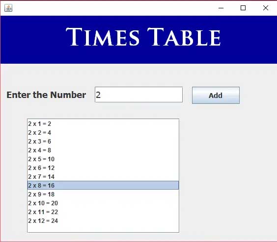 Times table in Java - Tutusfunny