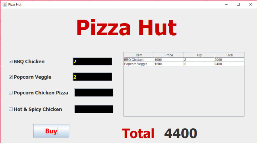 Pizza Hut shop inventory system using Java - Tutusfunny