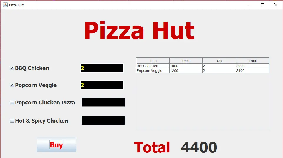 Pizza Hut shop inventory system using Java - Tutusfunny