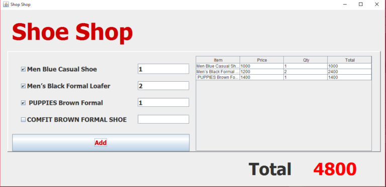 Shoe shop Inventory management system using Java - Tutusfunny