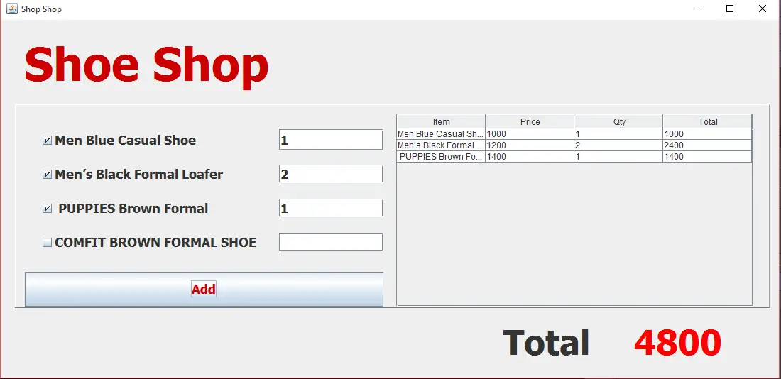 Shoe shop Inventory management system using Java - Tutusfunny