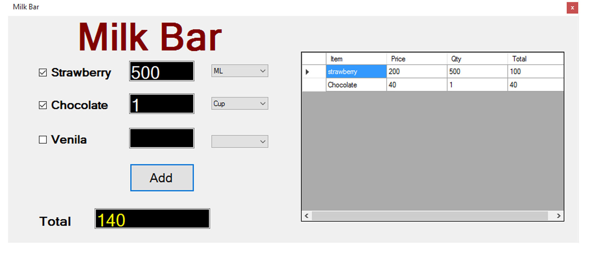 Milkbar Inventory Management System Using C Net Tutusfunny