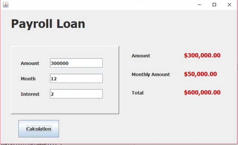 Payroll Loan Calculation using Java - Tutusfunny
