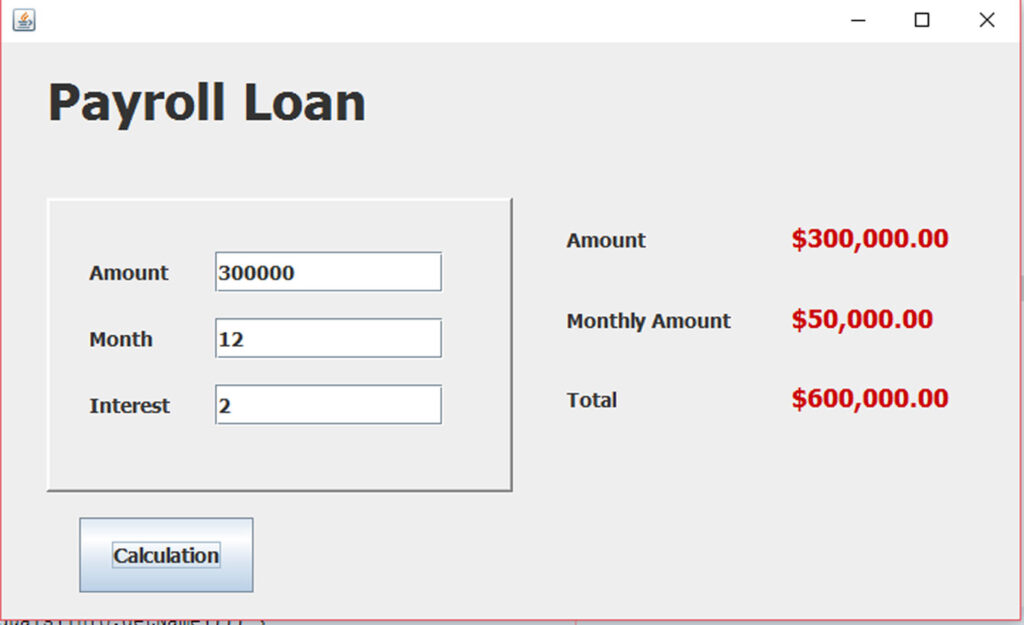 Payroll Loan Calculation using Java | Tutusfunny