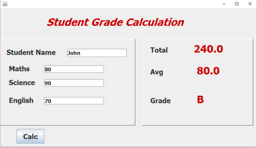Student Grade Calculation using Java - Tutusfunny