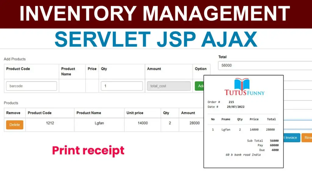 Inventory Management Servlet Jsp with Ajax - Tutusfunny