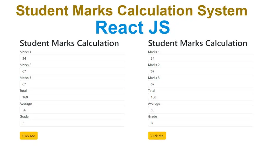 Student Marks Calculation System using React JS - Tutusfunny