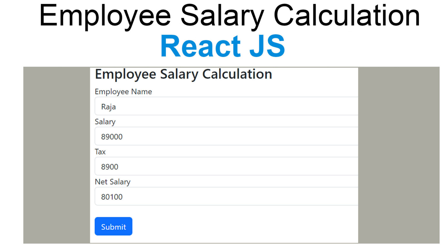Employee Salary Calculation using React Js - Tutusfunny