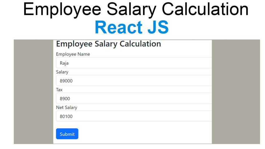 Employee Salary Calculation using React Js - Tutusfunny