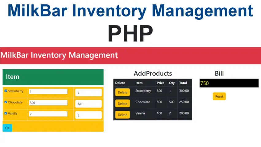 MilkBar Inventory Management using Php - Tutusfunny