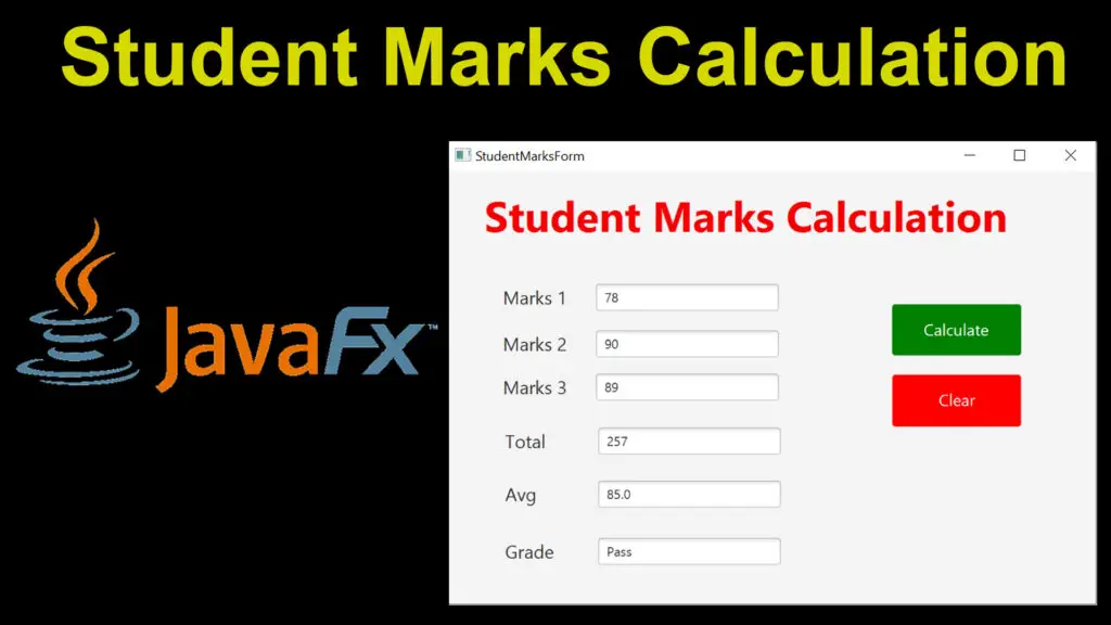 Student Marks Calculation using Java FX - Tutusfunny