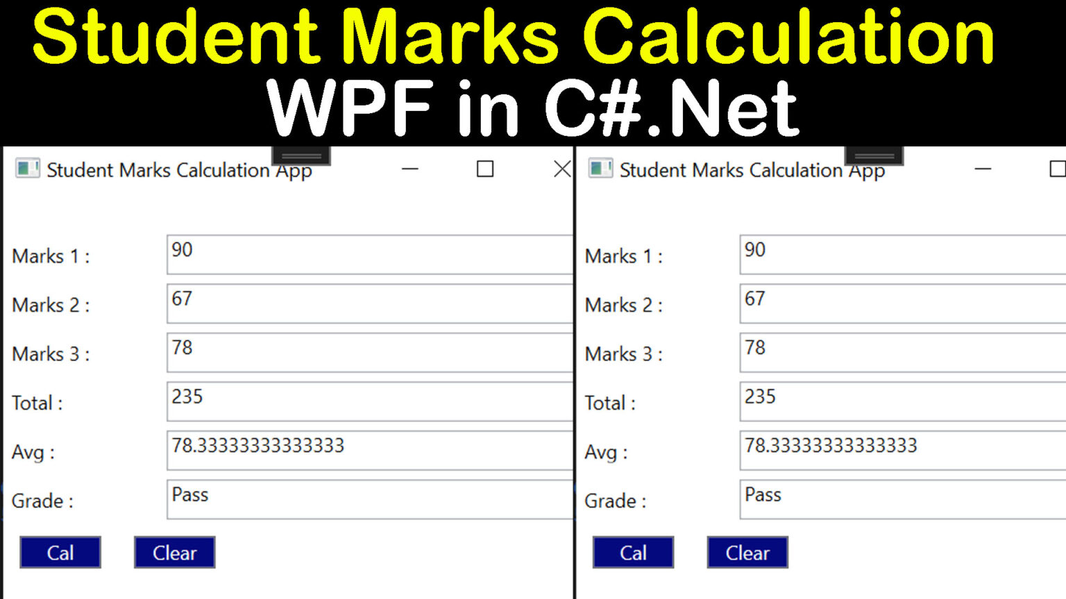 Student Marks Calculation WPF in C#.NET - Tutusfunny