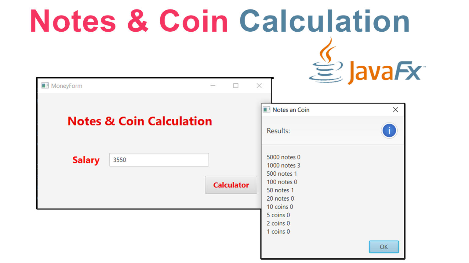 JavaFx Money Counter Calculator App - Tutusfunny