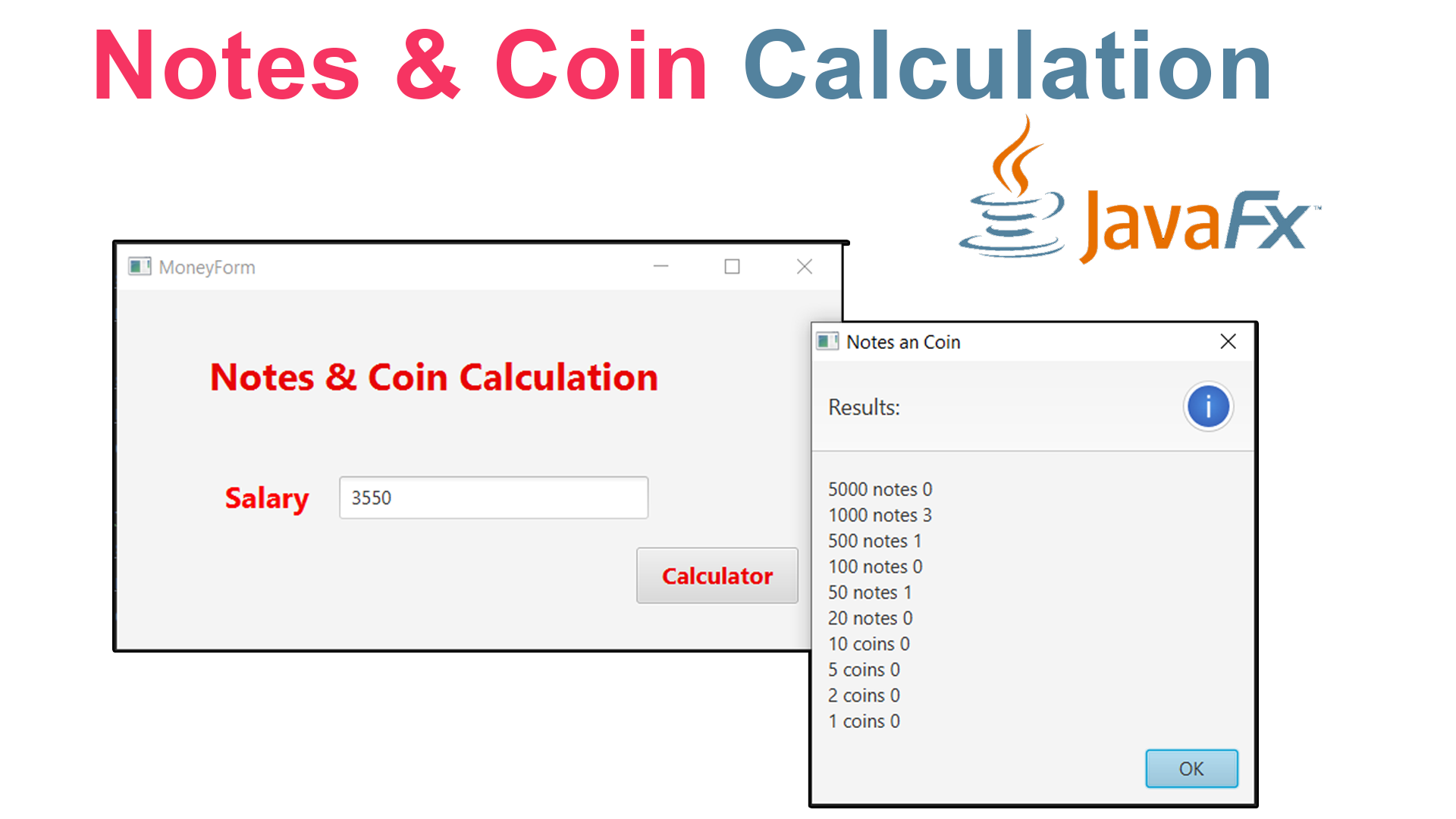 JavaFx Money Counter Calculator App - Tutusfunny