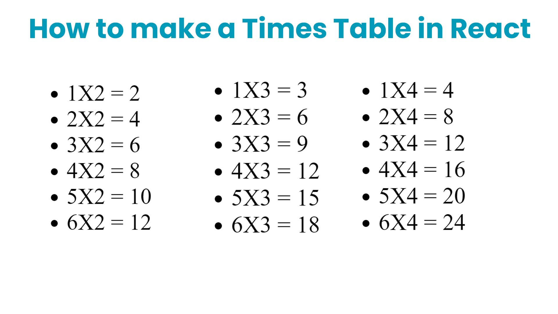 How to make a Times Table in React - Tutusfunny