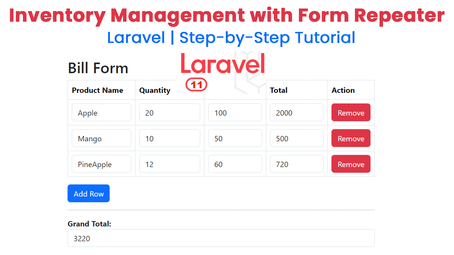 Inventory Management with Form Repeater in Laravel | Step-by-Step Tutorial - Tutusfunny